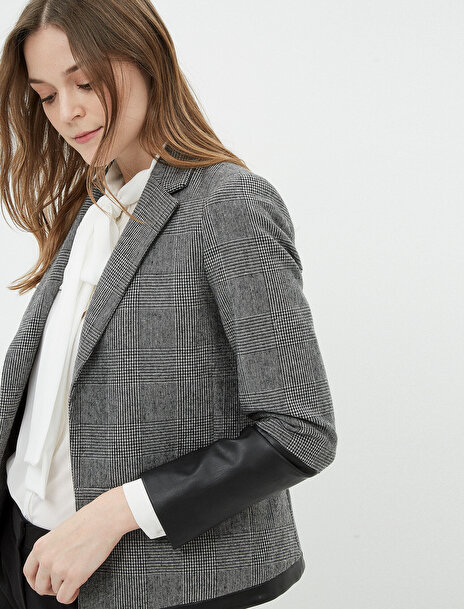 Koton Kadın Deri Detaylı Ceket