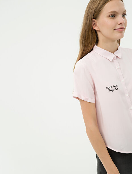 Koton Kadın Yazılı İşlemeli Gömlek