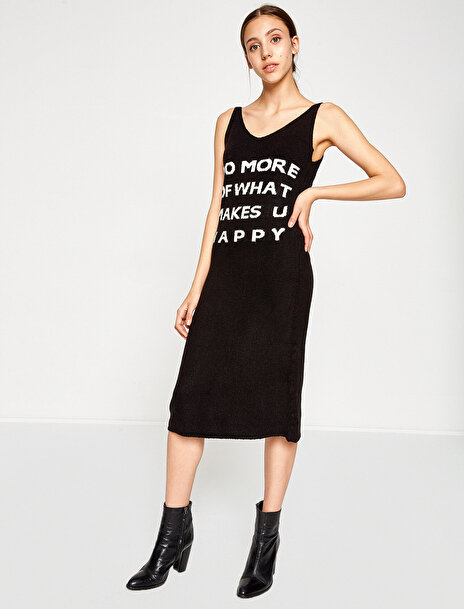 Koton Kadın Yazı Desenli Elbise