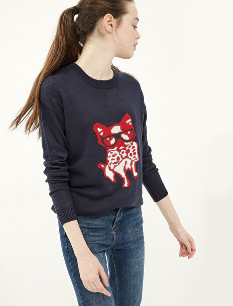 Koton Ole Genç Kız Desenli Triko Kazak