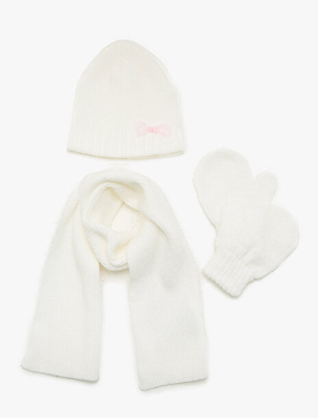 Koton Kız Çocuk Fiyonk Detaylı Bere Takımı