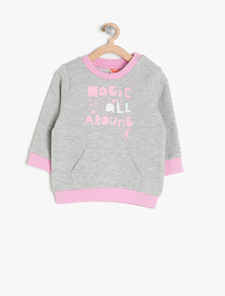 Koton Kız Çocuk Yazı Baskılı Sweatshirt