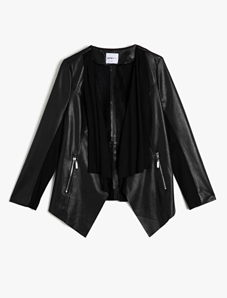 Koton Kadın Koton Plus Deri Görünümlü Ceket