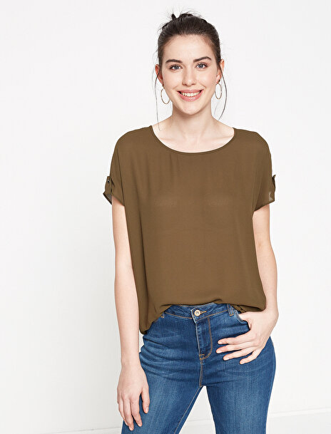 Koton Kadın Koton Plus Oyuk Yaka Bluz