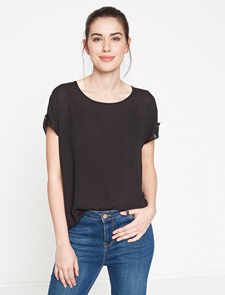 Koton Kadın Koton Plus Oyuk Yaka Bluz