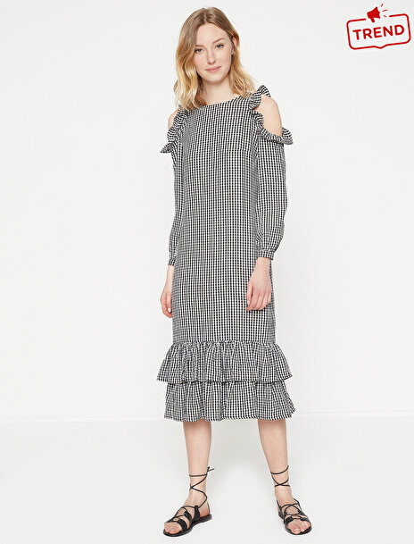 Koton Kadın Omuz Detaylı Midi Elbise