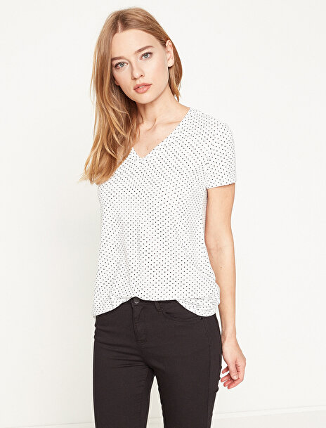Koton Kadın Puantiye Detaylı T-Shirt