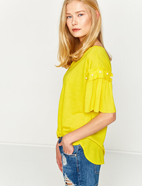 Koton Kadın İnci Detaylı T-Shirt