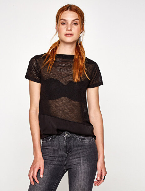 Koton Kadın Transparan Detaylı T-Shirt