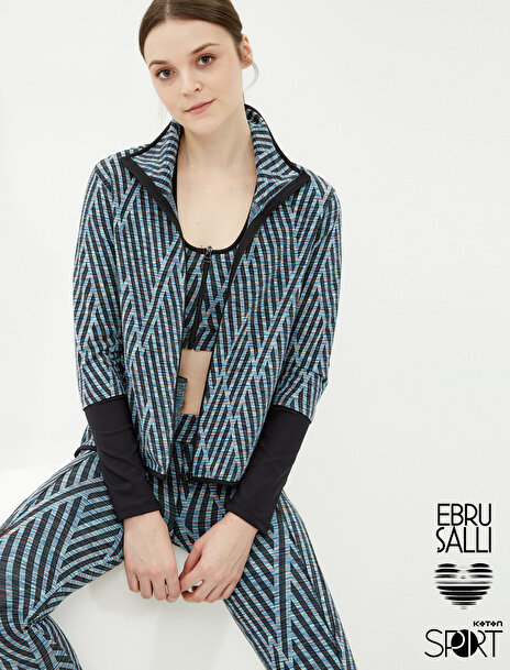 Koton Kadın Ebru Şallı Loves Koton -Desenli Ceket Koton Kadın Ebru Şallı Loves Koton -Desenli Ceket