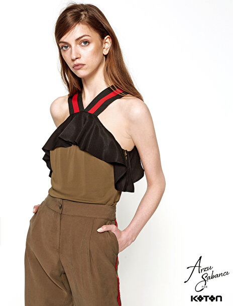 Koton Kadın Şerit Askılı Volanlı Bluz