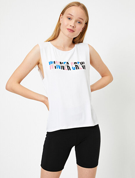 Koton Kadın Kolsuz Yazılı Baskılı Atlet