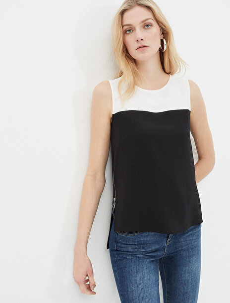 Koton Kadın Renk Bloklu Bluz Koton Kadın Renk Bloklu Bluz