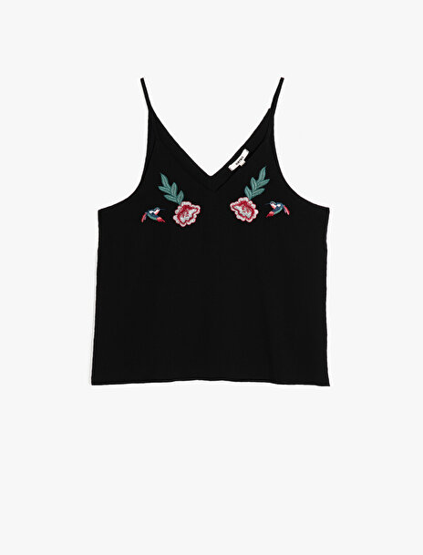 Koton Kadın V Yaka Askılı İşlemeli Atlet