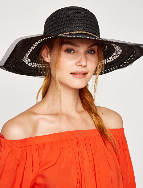 Koton Kadın Desenli Hasır Şapka