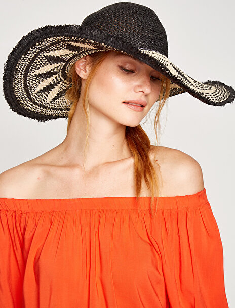 Koton Kadın Desenli Hasır Şapka