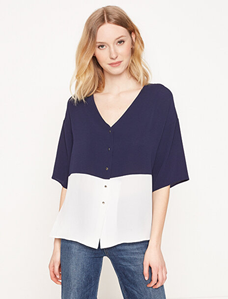 Koton Kadın Renk Bloklu Gömlek