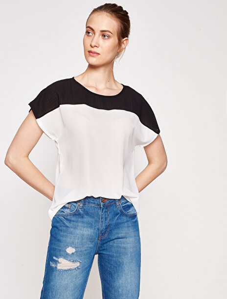 Koton Kadın Renk Bloklu Bluz