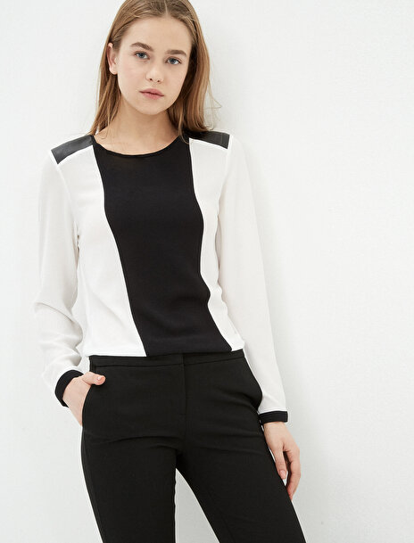 Koton Kadın Deri Detaylı Bluz