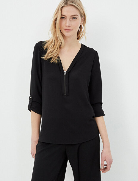 Koton Kadın Fermuar Detaylı Bluz