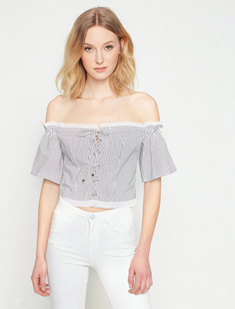 Koton Ole Genç Kız Önden Bağlamalı Omuzu Açık Bluz