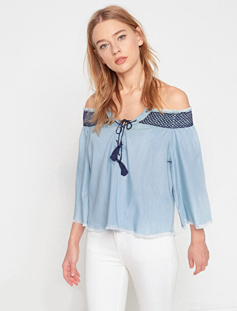 Koton Kadın Fahriye Evcen For Koton Jeans Bluz Koton Kadın Fahriye Evcen For Koton Jeans Bluz