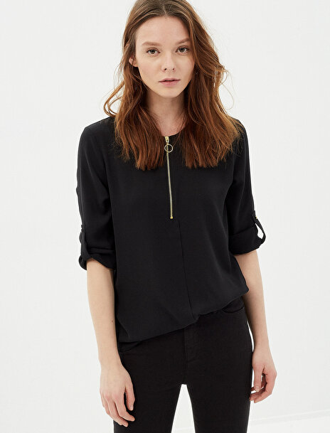 Koton Kadın Fermuar Detaylı Bluz