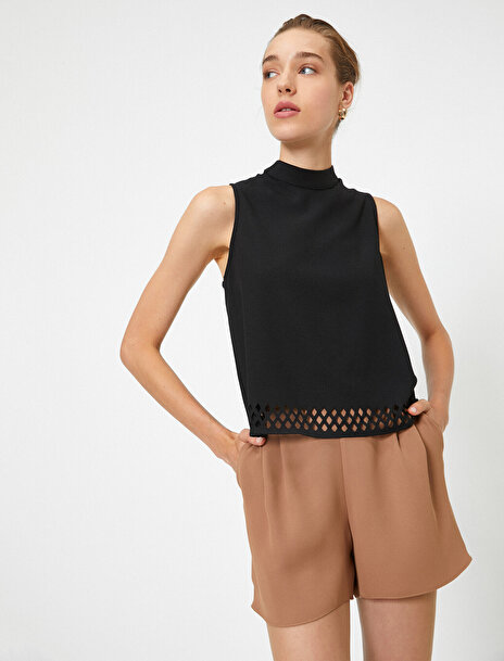 Koton Kadın Kolsuz Bisiklet Yaka Bluz