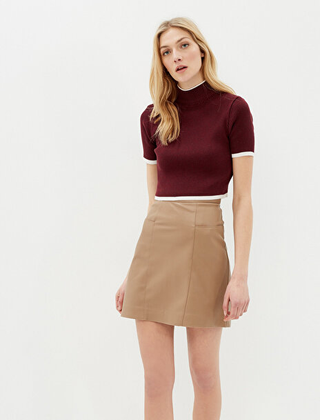 Koton Kadın Deri Görünümlü Etek