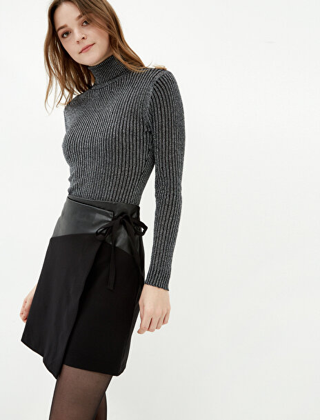 Koton Kadın Deri Detaylı Etek