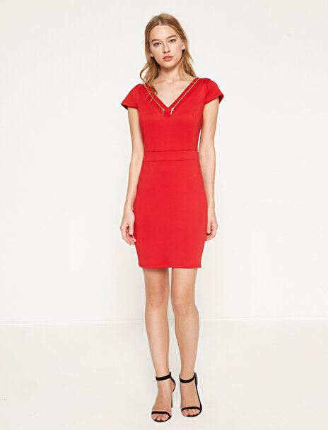 Koton Kadın V Yaka Elbise Abiye