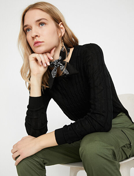 Koton Kadın Örgülü Triko Kazak