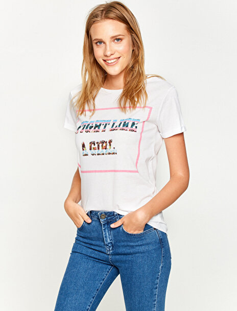 Koton Kadın Yazılı Baskılı T-Shirt