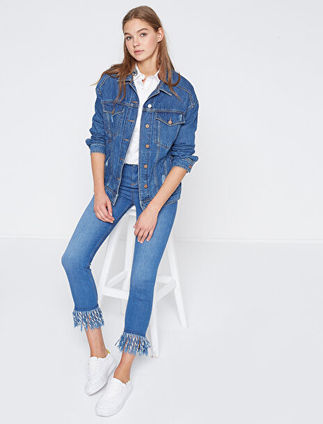 Koton Kadın Püskül Detaylı Jean Pantolon Koton Kadın Püskül Detaylı Jean Pantolon