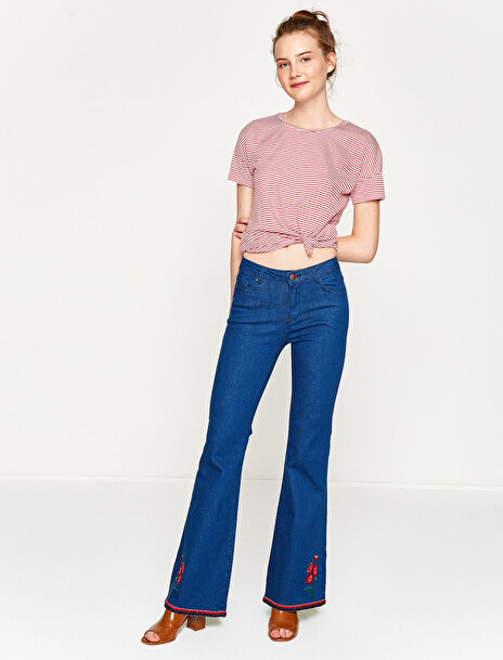 Koton Ole Genç Kız İşlemeli Jean Pantolon