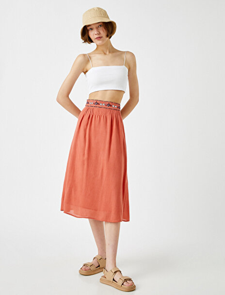 Koton Kadın Midi Etek Bel Detaylı