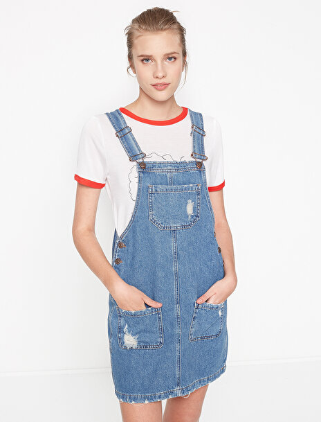 Koton Kadın Yırtık Jean Tulum