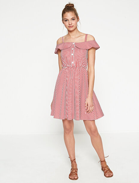 Koton Kadın Fırfır Detaylı Elbise