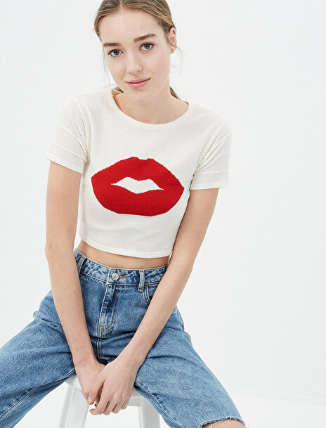 Koton Ole Genç Kız Desenli Kazak Koton Ole Genç Kız Desenli Kazak