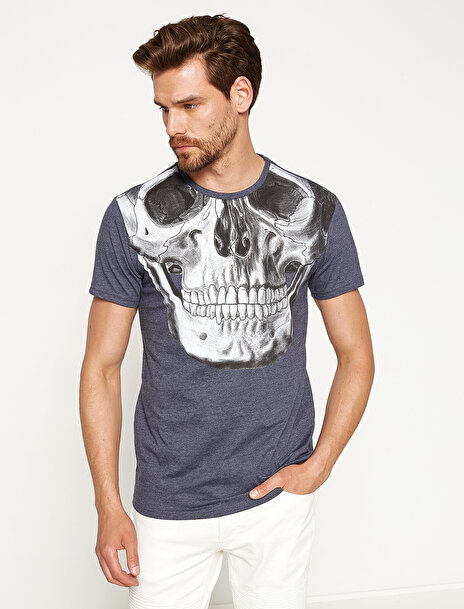 Koton Erkek Kuru Kafa Desenli T-Shirt