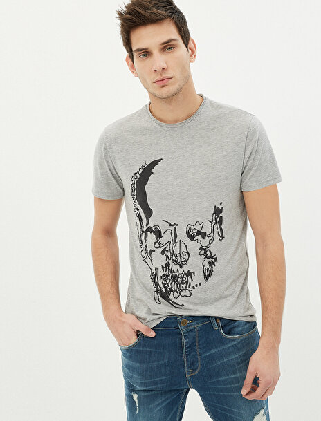 Koton Erkek Kuru Kafa İşlemeli T-Shirt