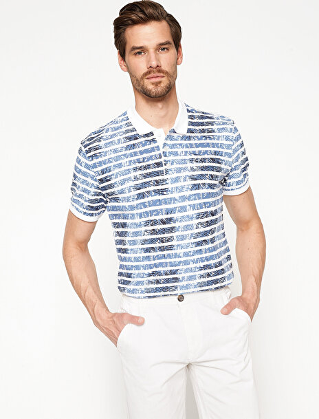 Koton Erkek Palmiye Desenli Polo Yaka T-Shirt
