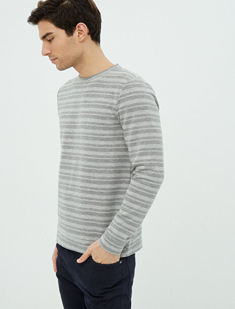 Koton Erkek Çizgili Sweatshirt