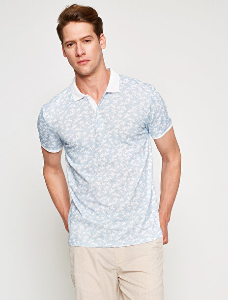 Koton Erkek Çiçek Desenli Polo Yaka T-Shirt