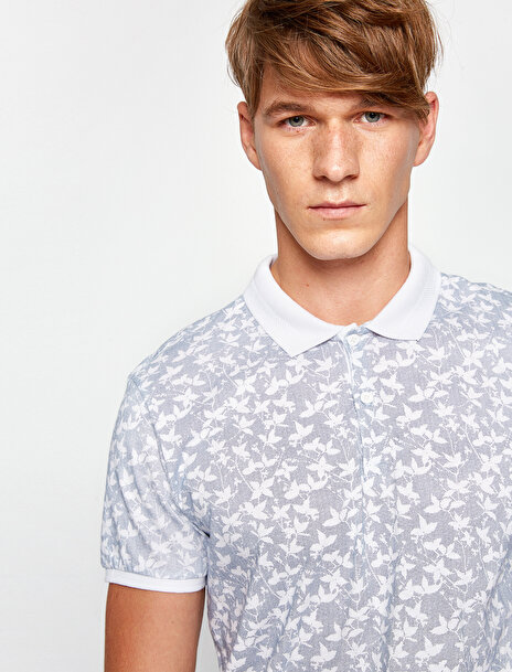 Koton Erkek Çiçek Desenli Polo Yaka T-Shirt