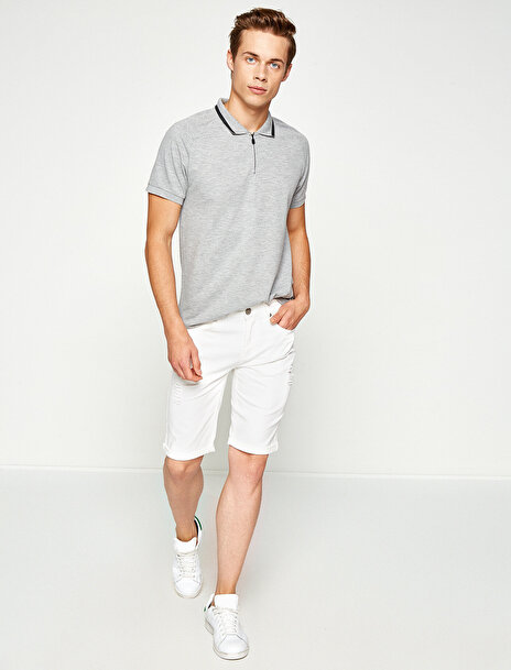 Koton Erkek Yırtık Detaylı Jean Şort