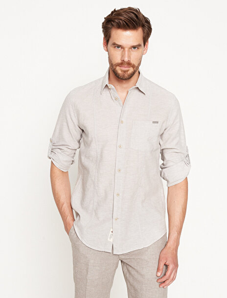 Koton Erkek Keten Klasik Yaka Gömlek