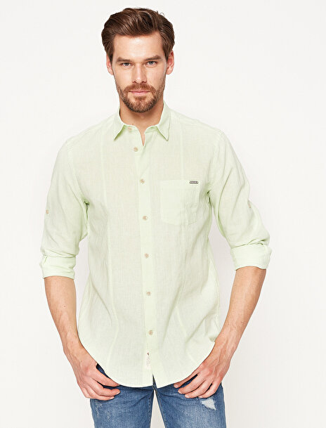 Koton Erkek Keten Klasik Yaka Gömlek