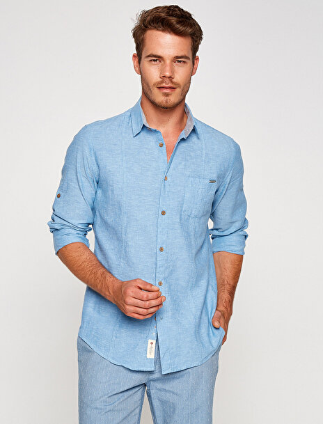 Koton Erkek Cep Detaylı Keten Gömlek