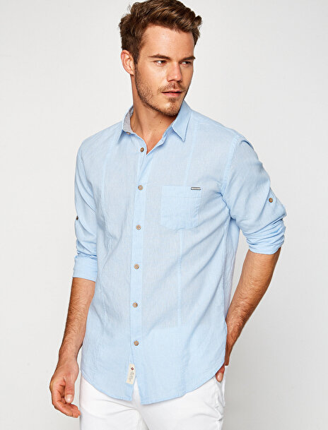 Koton Erkek Cep Detaylı Keten Gömlek